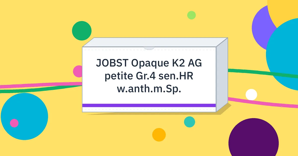 Symbolbild: Packung mit der Aufschrift JOBST Opaque K2 AG petite Gr.4 sen.HR w.anth.m.Sp. (PZN 16283419) – Verfügbarkeit und Bezug in Apotheken in Frankfurt am Main