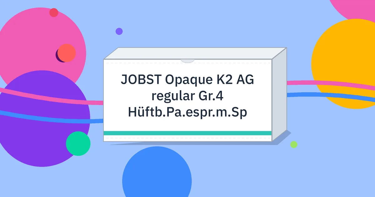 Symbolbild: Packung mit der Aufschrift JOBST Opaque K2 AG regular Gr.4 Hüftb.Pa.espr.m.Sp (PZN 16287512) – Verfügbarkeit und Bezug in Apotheken in Frankfurt am Main