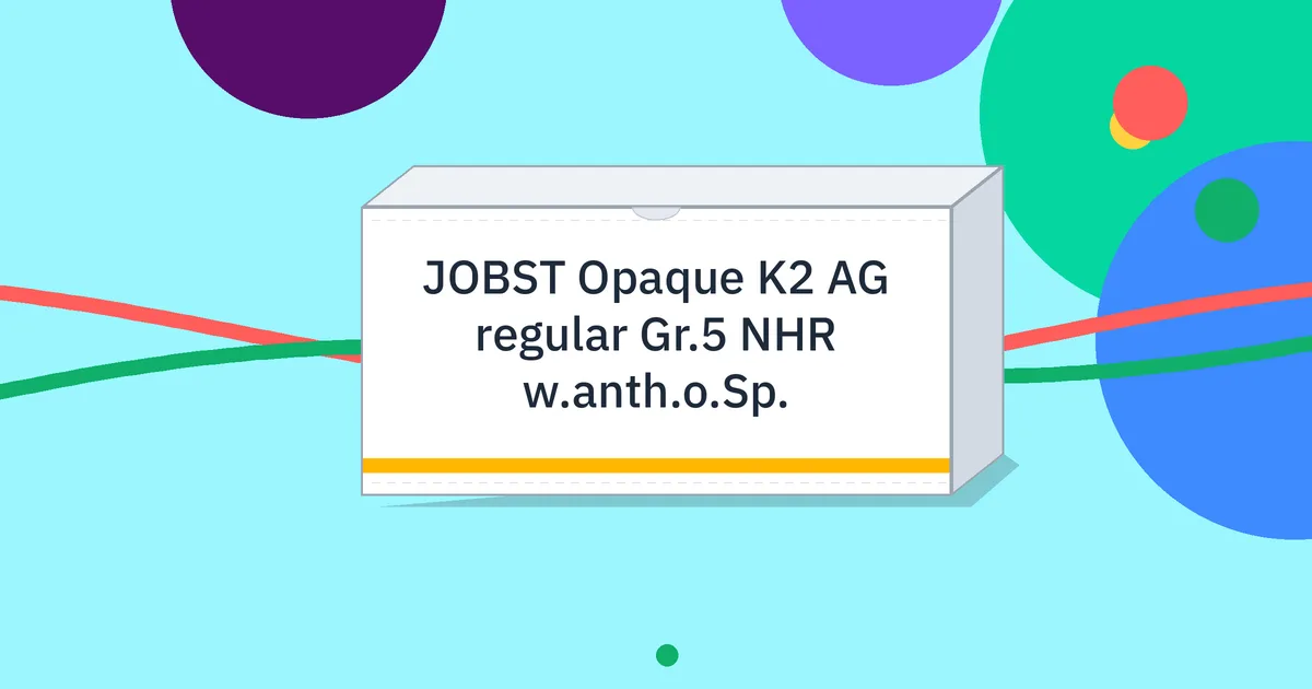 Symbolbild: Packung mit der Aufschrift JOBST Opaque K2 AG regular Gr.5 NHR w.anth.o.Sp. (PZN 16283135) – Verfügbarkeit und Bezug in Apotheken in Frankfurt am Main