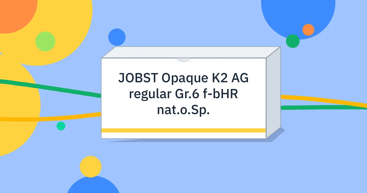 Symbolbild: Packung mit der Aufschrift JOBST Opaque K2 AG regular Gr.6 f-bHR nat.o.Sp. (PZN 11252472) – Verfügbarkeit und Bezug in Apotheken in Frankfurt am Main
