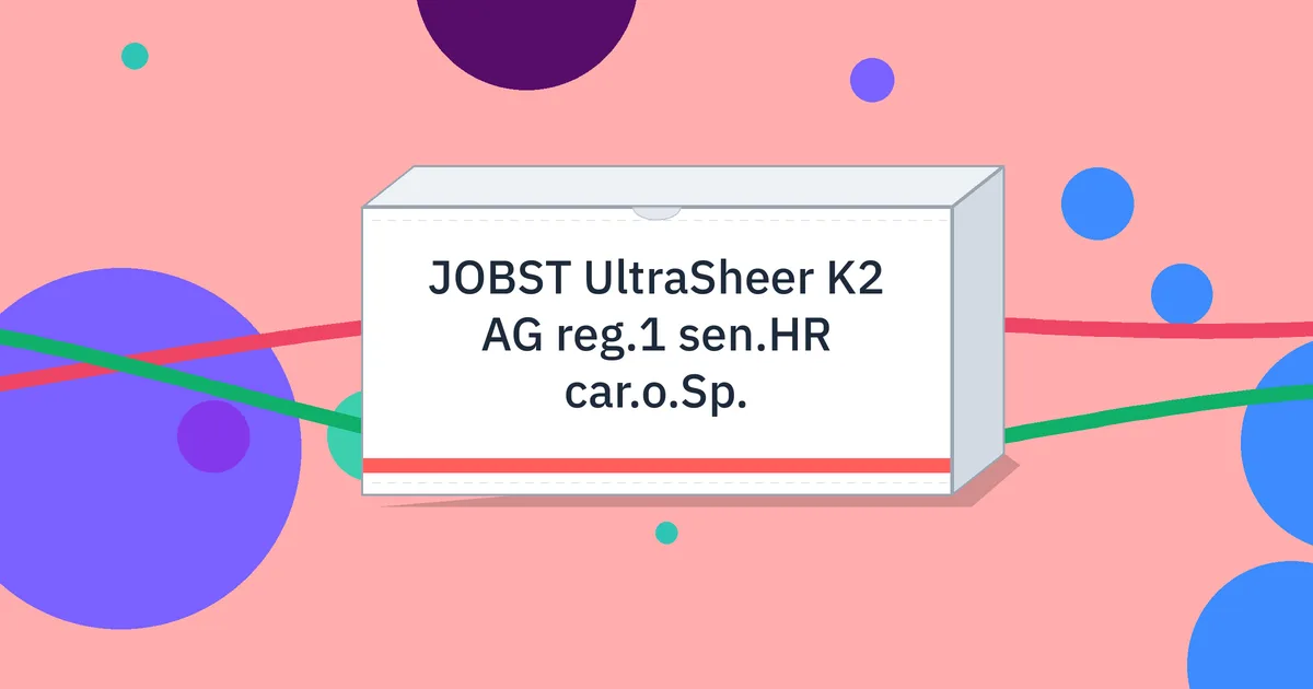 Symbolbild: Packung mit der Aufschrift JOBST UltraSheer K2 AG reg.1 sen.HR car.o.Sp. (PZN 11261991) – Verfügbarkeit und Bezug in Apotheken in Frankfurt am Main
