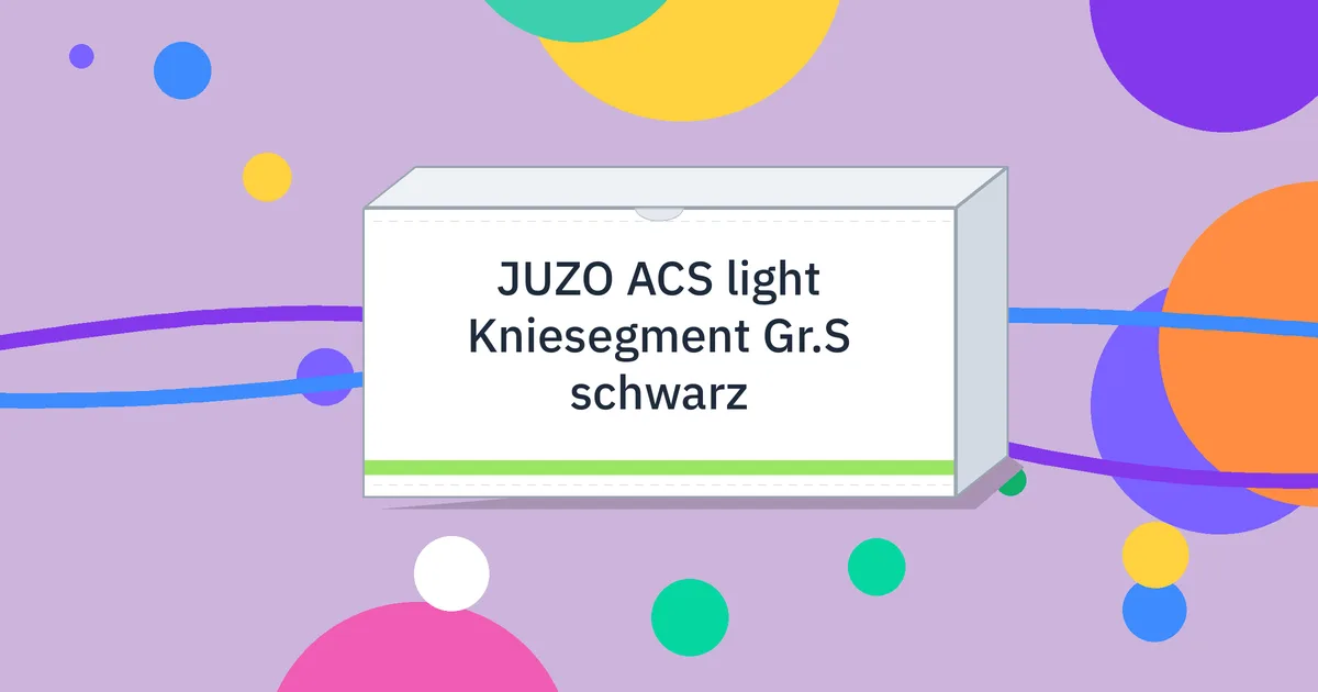 Symbolbild: Packung mit der Aufschrift JUZO ACS light Kniesegment Gr.S schwarz (PZN 13575452) – Verfügbarkeit und Bezug in Apotheken in Frankfurt am Main