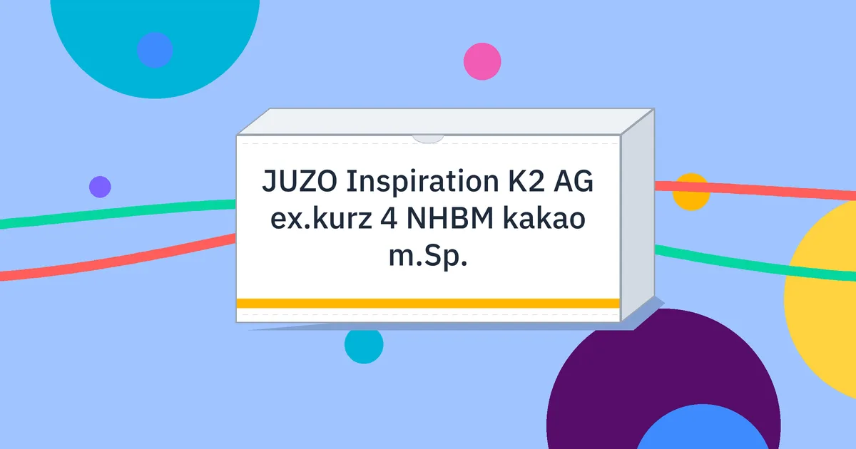 Symbolbild: Packung mit der Aufschrift JUZO Inspiration K2 AG ex.kurz 4 NHBM kakao m.Sp. (PZN 14924920) – Verfügbarkeit und Bezug in Apotheken in Frankfurt am Main