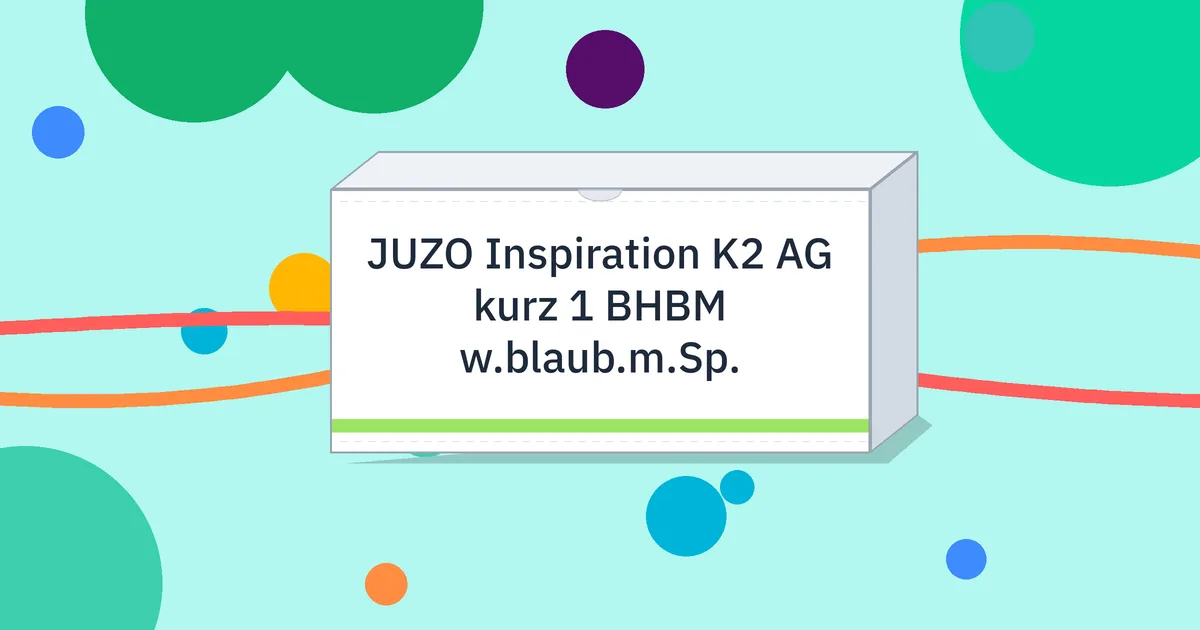 Symbolbild: Packung mit der Aufschrift JUZO Inspiration K2 AG kurz 1 BHBM w.blaub.m.Sp. (PZN 14883405) – Verfügbarkeit und Bezug in Apotheken in Frankfurt am Main