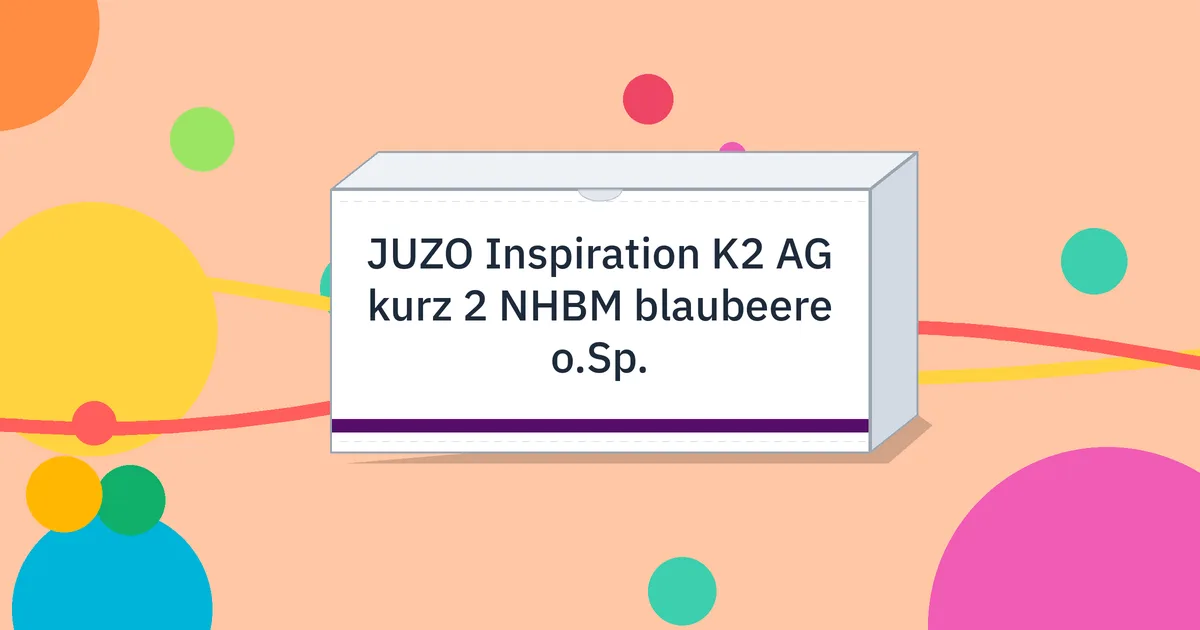 Symbolbild: Packung mit der Aufschrift JUZO Inspiration K2 AG kurz 2 NHBM blaubeere o.Sp. (PZN 14947648) – Verfügbarkeit und Bezug in Apotheken in Frankfurt am Main