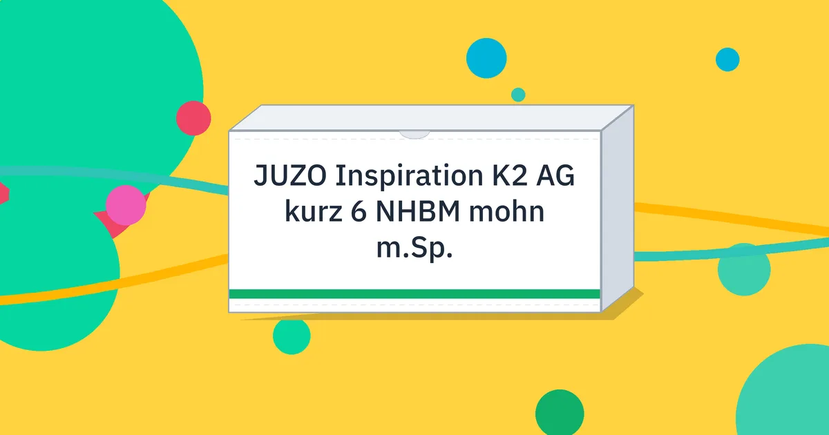 Symbolbild: Packung mit der Aufschrift JUZO Inspiration K2 AG kurz 6 NHBM mohn m.Sp. (PZN 14923636) – Verfügbarkeit und Bezug in Apotheken in Frankfurt am Main