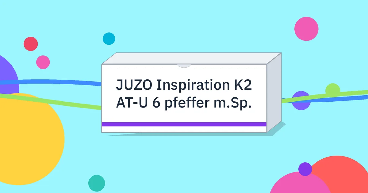 Symbolbild: Packung mit der Aufschrift JUZO Inspiration K2 AT-U 6 pfeffer m.Sp. (PZN 14928556) – Verfügbarkeit und Bezug in Apotheken in Frankfurt am Main