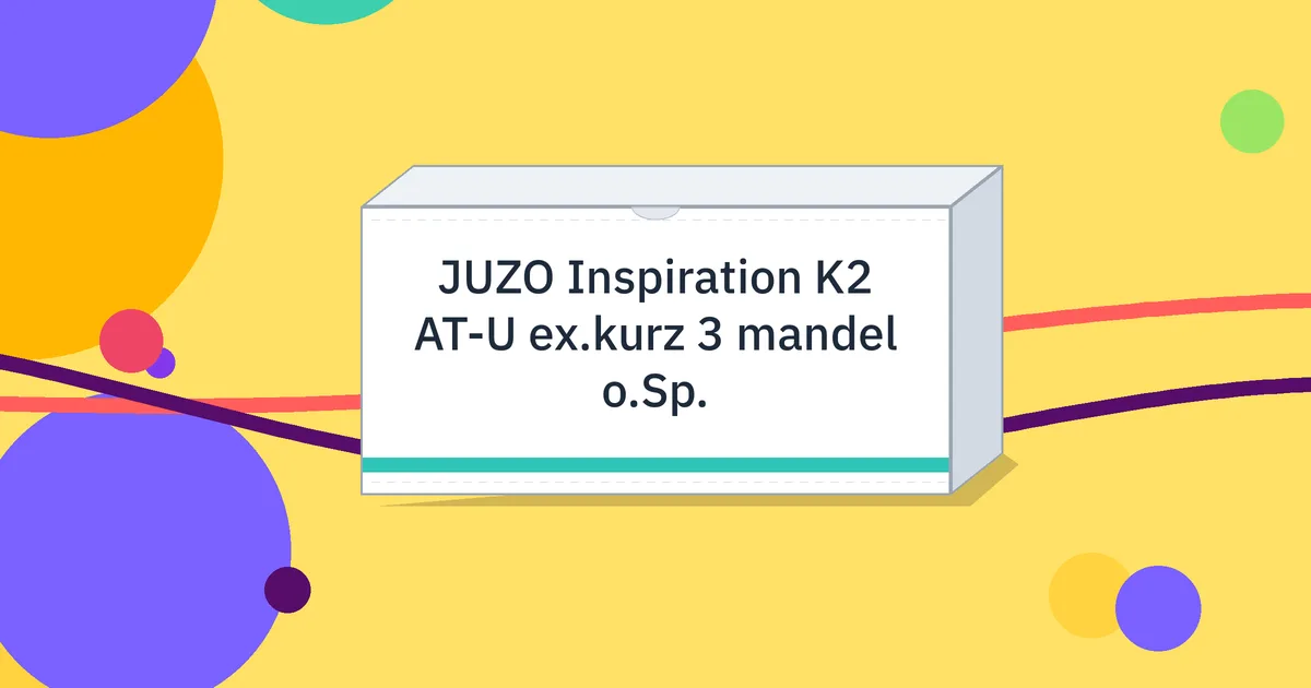 Symbolbild: Packung mit der Aufschrift JUZO Inspiration K2 AT-U ex.kurz 3 mandel o.Sp. (PZN 14930033) – Verfügbarkeit und Bezug in Apotheken in Frankfurt am Main