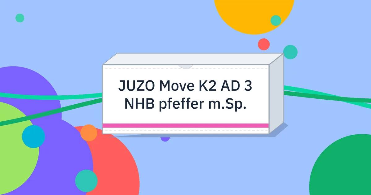 Symbolbild: Packung mit der Aufschrift JUZO Move K2 AD 3 NHB pfeffer m.Sp. (PZN 16339870) – Verfügbarkeit und Bezug in Apotheken in Frankfurt am Main