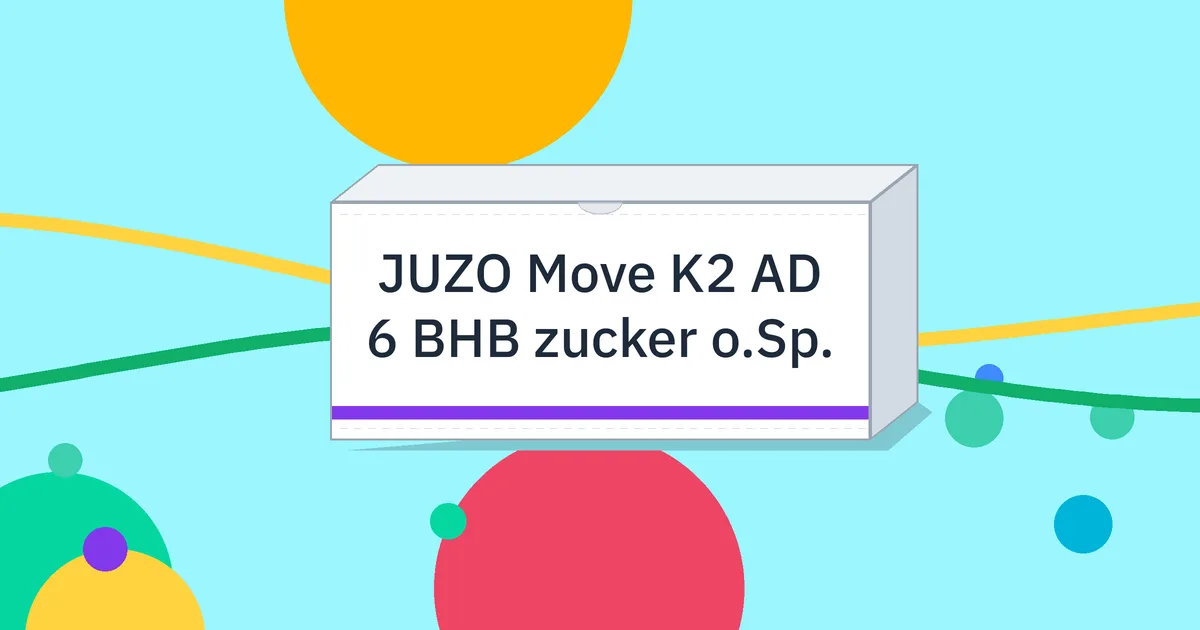 Symbolbild: Packung mit der Aufschrift JUZO Move K2 AD 6 BHB zucker o.Sp. (PZN 18508213) – Verfügbarkeit und Bezug in Apotheken in Frankfurt am Main