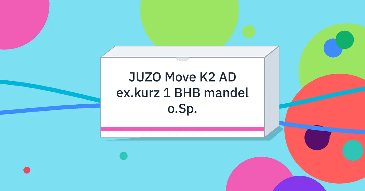 Symbolbild: Packung mit der Aufschrift JUZO Move K2 AD ex.kurz 1 BHB mandel o.Sp. (PZN 16341967) – Verfügbarkeit und Bezug in Apotheken in Frankfurt am Main