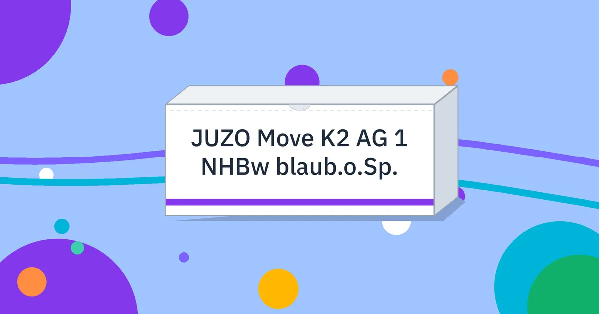 Symbolbild: Packung mit der Aufschrift JUZO Move K2 AG 1 NHBw blaub.o.Sp. (PZN 18556614) – Verfügbarkeit und Bezug in Apotheken in Frankfurt am Main