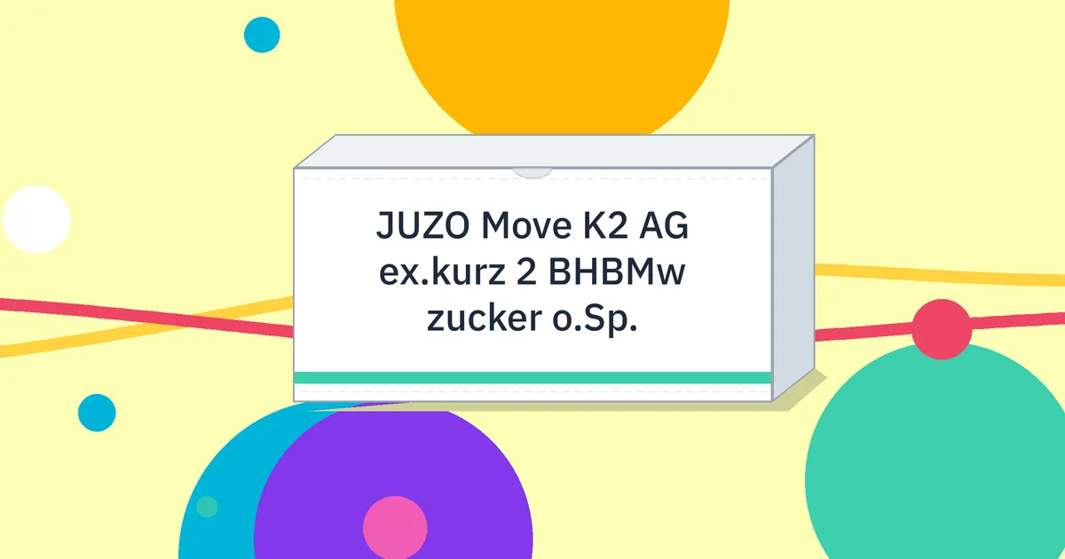 Symbolbild: Packung mit der Aufschrift JUZO Move K2 AG ex.kurz 2 BHBMw zucker o.Sp. (PZN 18534624) – Verfügbarkeit und Bezug in Apotheken in Frankfurt am Main
