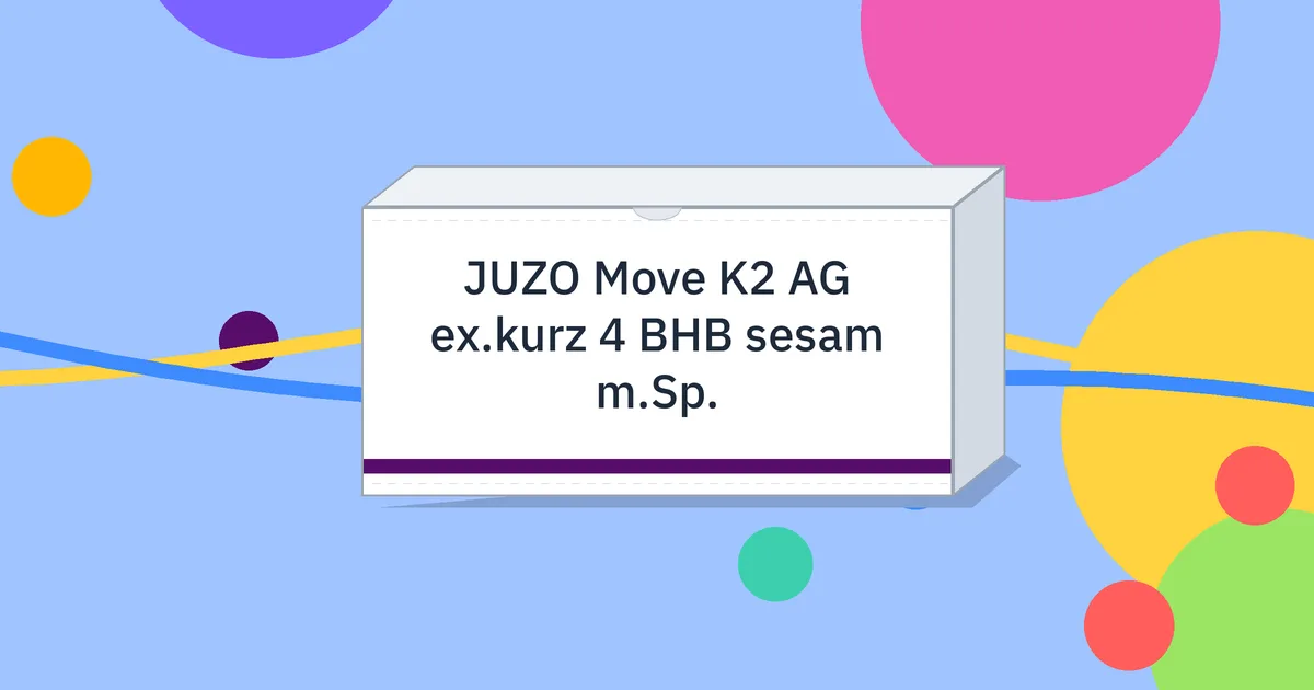 Symbolbild: Packung mit der Aufschrift JUZO Move K2 AG ex.kurz 4 BHB sesam m.Sp. (PZN 18532192) – Verfügbarkeit und Bezug in Apotheken in Frankfurt am Main