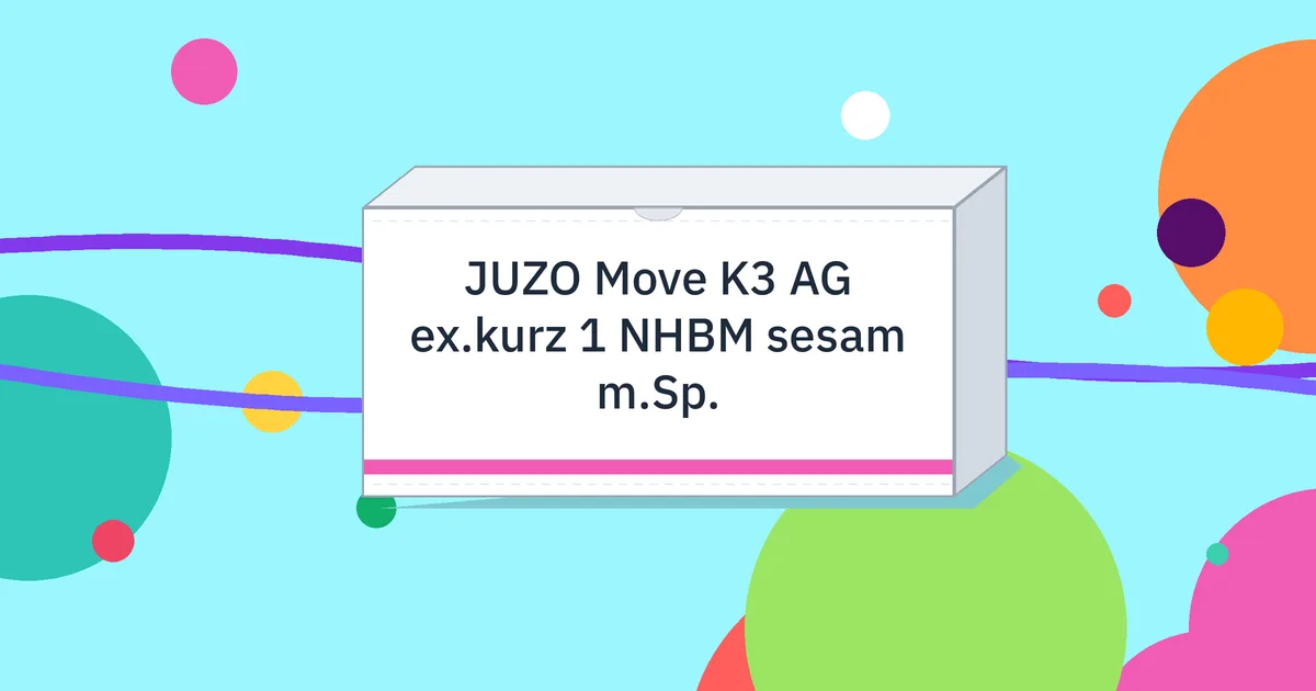 Symbolbild: Packung mit der Aufschrift JUZO Move K3 AG ex.kurz 1 NHBM sesam m.Sp. (PZN 18582698) – Verfügbarkeit und Bezug in Apotheken in Frankfurt am Main