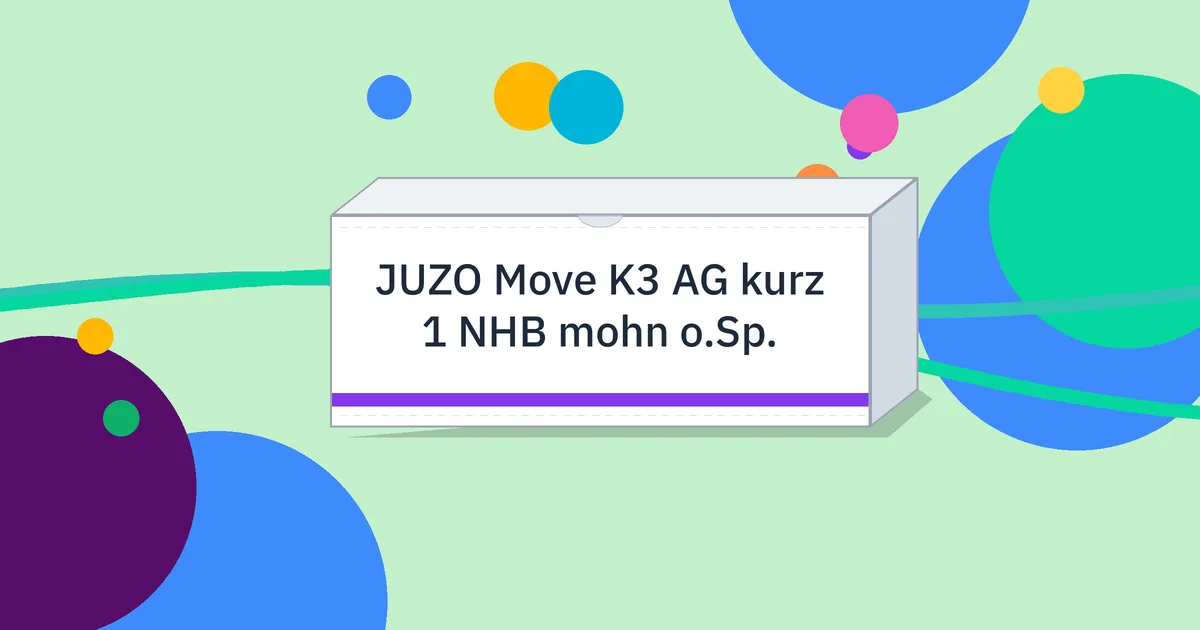 Symbolbild: Packung mit der Aufschrift JUZO Move K3 AG kurz 1 NHB mohn o.Sp. (PZN 18593035) – Verfügbarkeit und Bezug in Apotheken in Frankfurt am Main