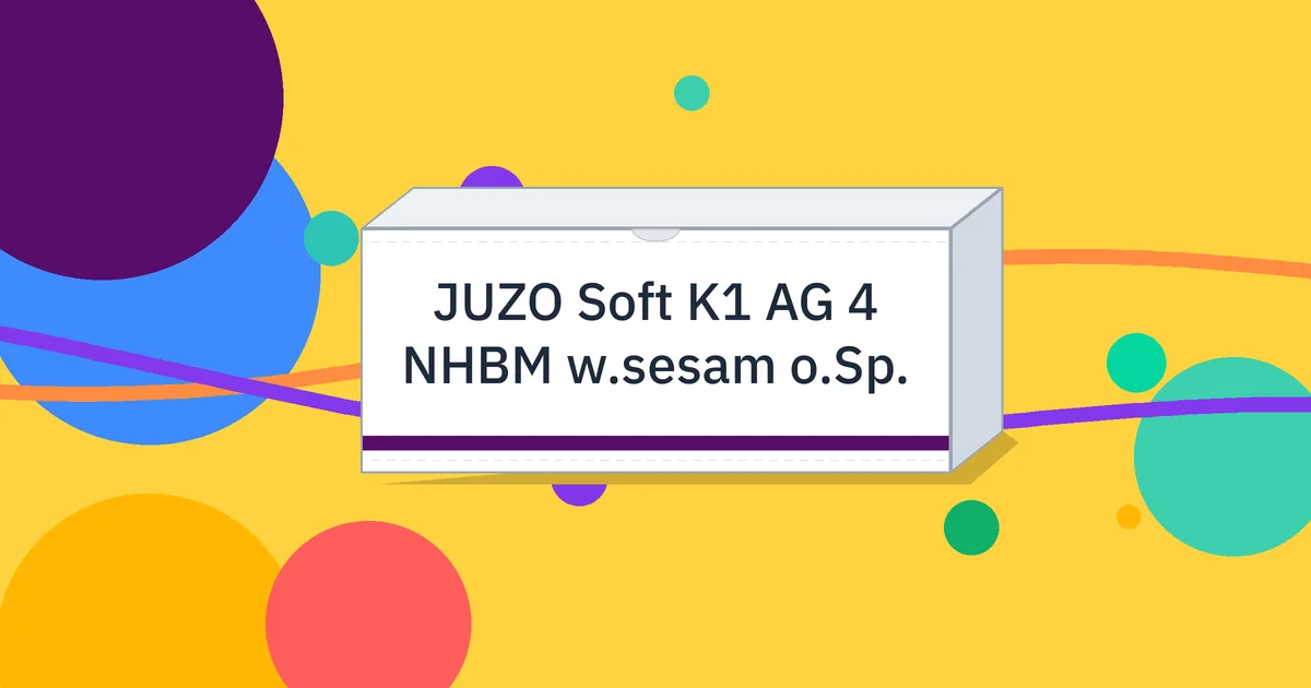 Symbolbild: Packung mit der Aufschrift JUZO Soft K1 AG 4 NHBM w.sesam o.Sp. (PZN 14998893) – Verfügbarkeit und Bezug in Apotheken in Frankfurt am Main