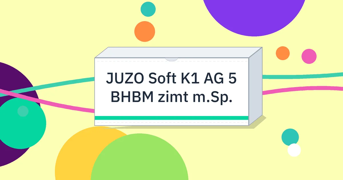 Symbolbild: Packung mit der Aufschrift JUZO Soft K1 AG 5 BHBM zimt m.Sp. (PZN 14854881) – Verfügbarkeit und Bezug in Apotheken in Frankfurt am Main