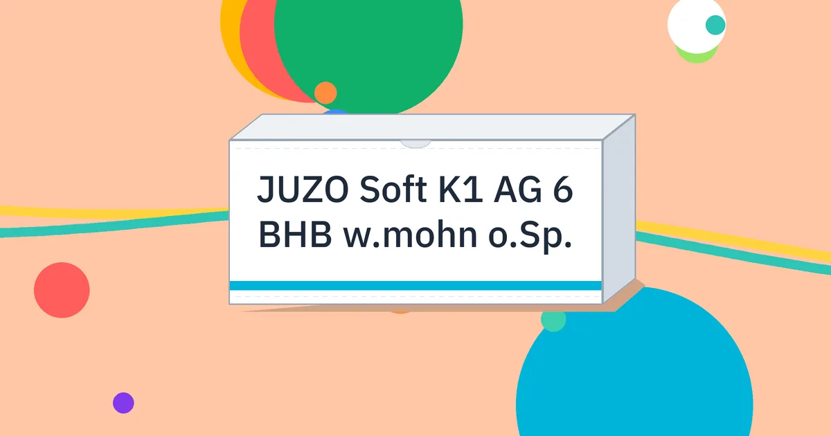 Symbolbild: Packung mit der Aufschrift JUZO Soft K1 AG 6 BHB w.mohn o.Sp. (PZN 14837724) – Verfügbarkeit und Bezug in Apotheken in Frankfurt am Main