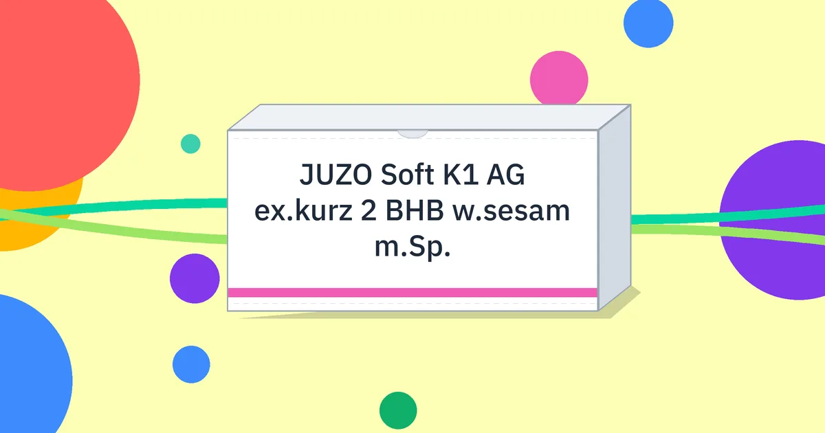 Symbolbild: Packung mit der Aufschrift JUZO Soft K1 AG ex.kurz 2 BHB w.sesam m.Sp. (PZN 14839373) – Verfügbarkeit und Bezug in Apotheken in Frankfurt am Main