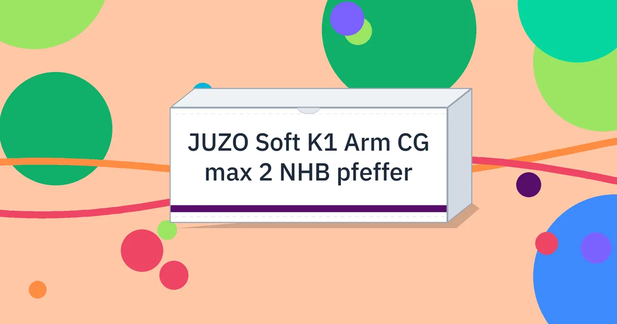 Symbolbild: Packung mit der Aufschrift JUZO Soft K1 Arm CG max 2 NHB pfeffer (PZN 15508721) – Verfügbarkeit und Bezug in Apotheken in Frankfurt am Main