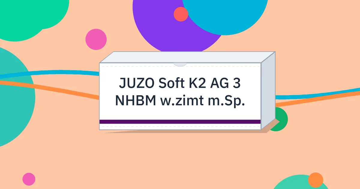 Symbolbild: Packung mit der Aufschrift JUZO Soft K2 AG 3 NHBM w.zimt m.Sp. (PZN 15018879) – Verfügbarkeit und Bezug in Apotheken in Frankfurt am Main