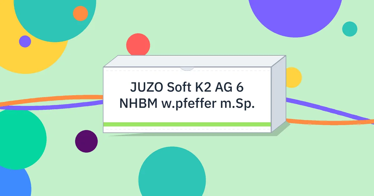 Symbolbild: Packung mit der Aufschrift JUZO Soft K2 AG 6 NHBM w.pfeffer m.Sp. (PZN 15019488) – Verfügbarkeit und Bezug in Apotheken in Frankfurt am Main