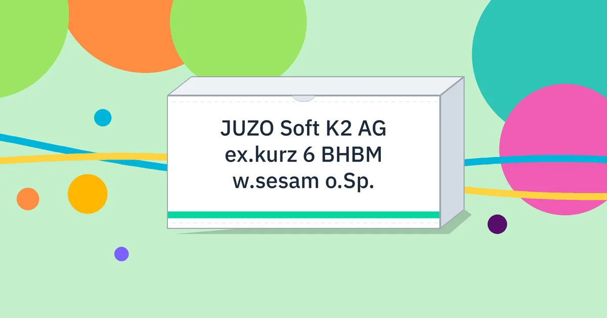 Symbolbild: Packung mit der Aufschrift JUZO Soft K2 AG ex.kurz 6 BHBM w.sesam o.Sp. (PZN 14870130) – Verfügbarkeit und Bezug in Apotheken in Frankfurt am Main