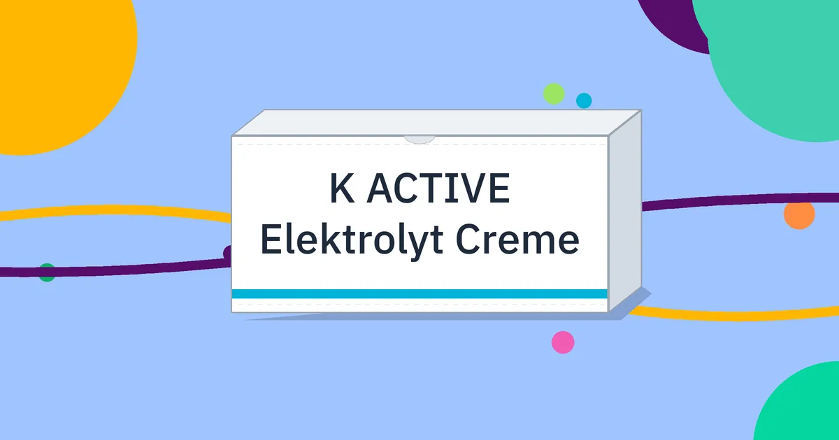 Symbolbild: Packung mit der Aufschrift K ACTIVE Elektrolyt Creme (PZN 10403377) – Verfügbarkeit und Bezug in Apotheken in Frankfurt am Main