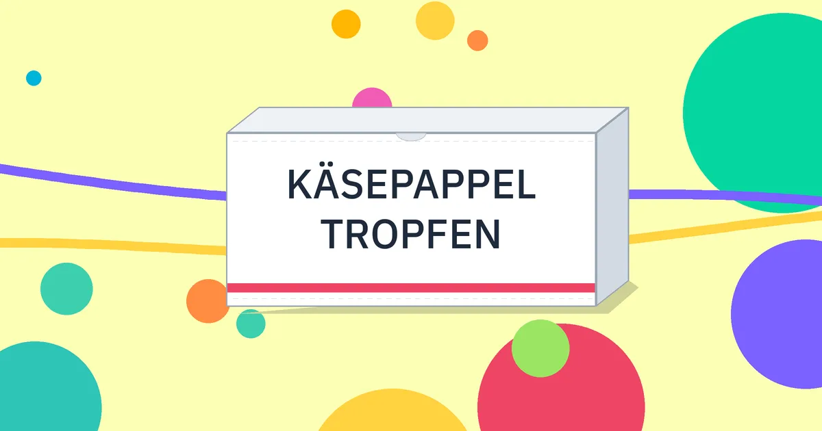 Symbolbild: Packung mit der Aufschrift KÄSEPAPPEL TROPFEN (PZN 14281793) – Verfügbarkeit und Bezug in Apotheken in Frankfurt am Main