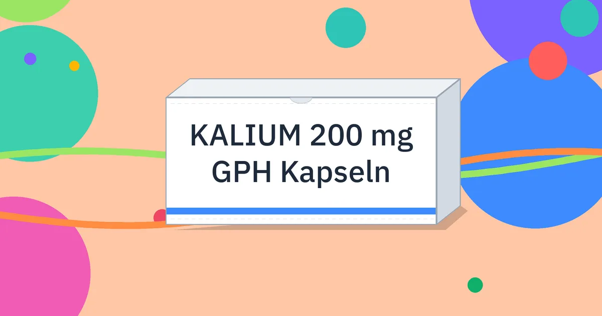 Symbolbild: Packung mit der Aufschrift KALIUM 200 mg GPH Kapseln (PZN 00894782) – Verfügbarkeit und Bezug in Apotheken in Frankfurt am Main