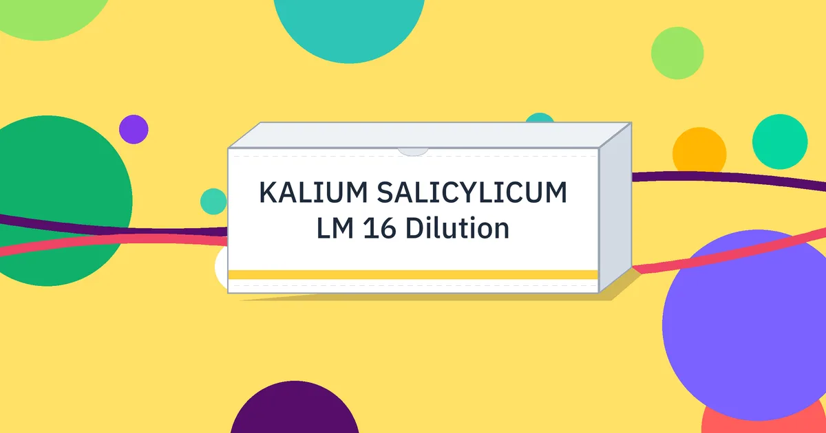 Symbolbild: Packung mit der Aufschrift KALIUM SALICYLICUM LM 16 Dilution (PZN 12925482) – Verfügbarkeit und Bezug in Apotheken in Frankfurt am Main