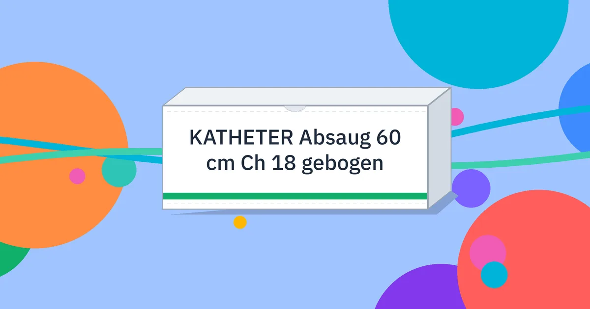 Symbolbild: Packung mit der Aufschrift KATHETER Absaug 60 cm Ch 18 gebogen (PZN 03200811) – Verfügbarkeit und Bezug in Apotheken in Frankfurt am Main