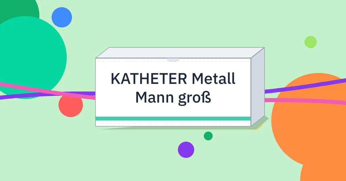 Symbolbild: Packung mit der Aufschrift KATHETER Metall Mann groß (PZN 02008572) – Verfügbarkeit und Bezug in Apotheken in Frankfurt am Main