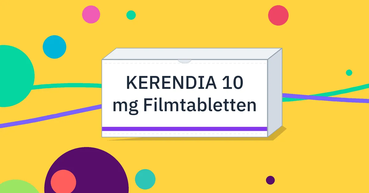 Symbolbild: Packung mit der Aufschrift KERENDIA 10 mg Filmtabletten (PZN 18747219) – Verfügbarkeit und Bezug in Apotheken in Frankfurt am Main