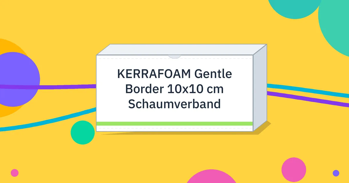 Symbolbild: Packung mit der Aufschrift KERRAFOAM Gentle Border 10x10 cm Schaumverband (PZN 15563950) – Verfügbarkeit und Bezug in Apotheken in Frankfurt am Main