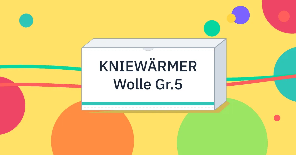 Symbolbild: Packung mit der Aufschrift KNIEWÄRMER Wolle Gr.5 (PZN 01731102) – Verfügbarkeit und Bezug in Apotheken in Frankfurt am Main