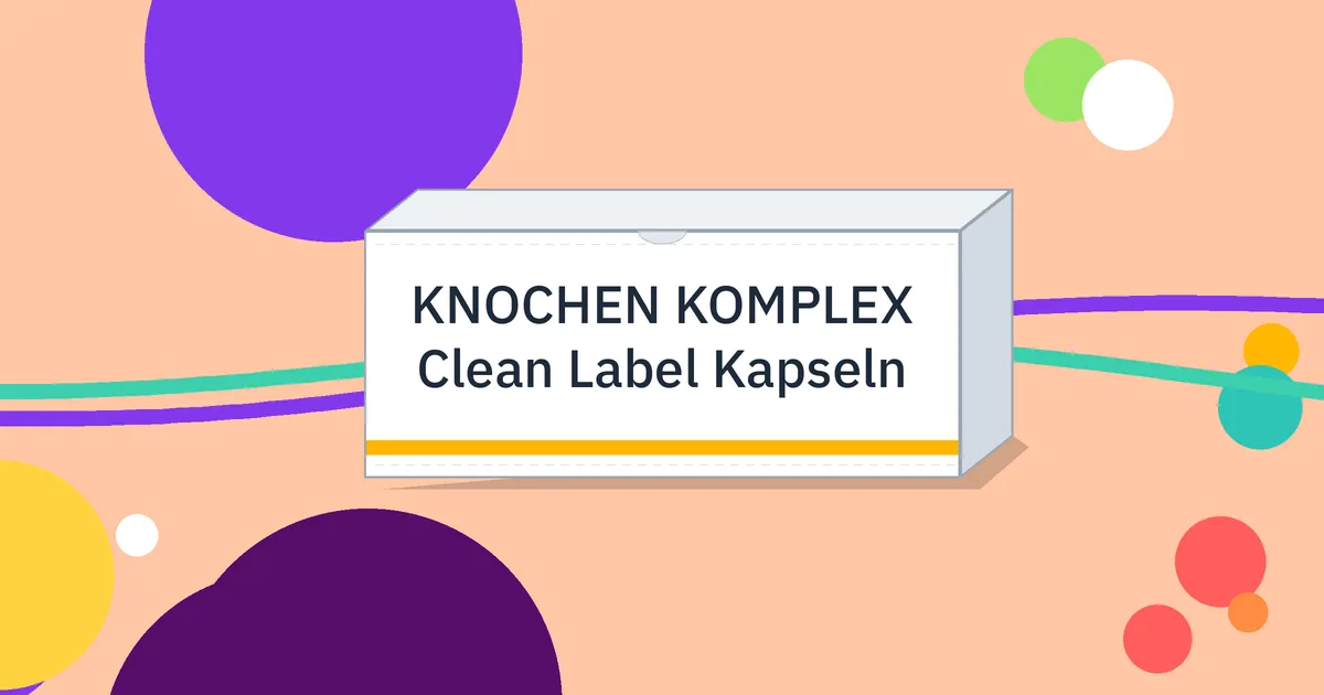 Symbolbild: Packung mit der Aufschrift KNOCHEN KOMPLEX Clean Label Kapseln (PZN 16023919) – Verfügbarkeit und Bezug in Apotheken in Frankfurt am Main