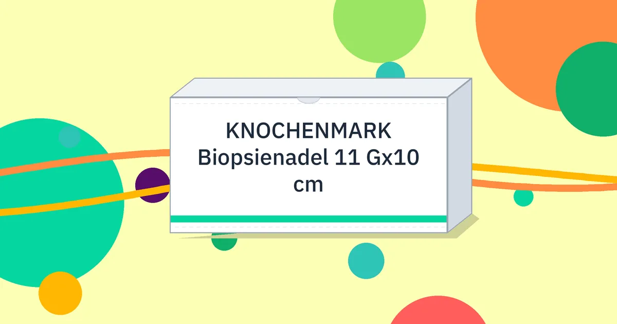 Symbolbild: Packung mit der Aufschrift KNOCHENMARK Biopsienadel 11 Gx10 cm (PZN 10088013) – Verfügbarkeit und Bezug in Apotheken in Frankfurt am Main