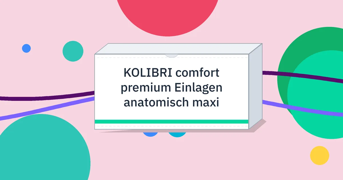 Symbolbild: Packung mit der Aufschrift KOLIBRI comfort premium Einlagen anatomisch maxi (PZN 15564458) – Verfügbarkeit und Bezug in Apotheken in Frankfurt am Main