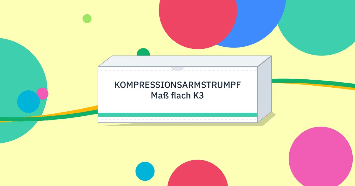 Symbolbild: Packung mit der Aufschrift KOMPRESSIONSARMSTRUMPF Maß flach K3 (PZN 16746368) – Verfügbarkeit und Bezug in Apotheken in Frankfurt am Main