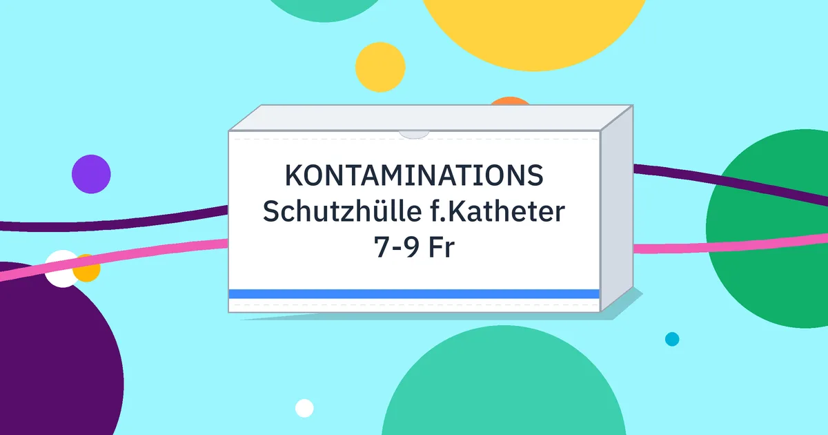 Symbolbild: Packung mit der Aufschrift KONTAMINATIONS Schutzhülle f.Katheter 7-9 Fr (PZN 09381191) – Verfügbarkeit und Bezug in Apotheken in Frankfurt am Main