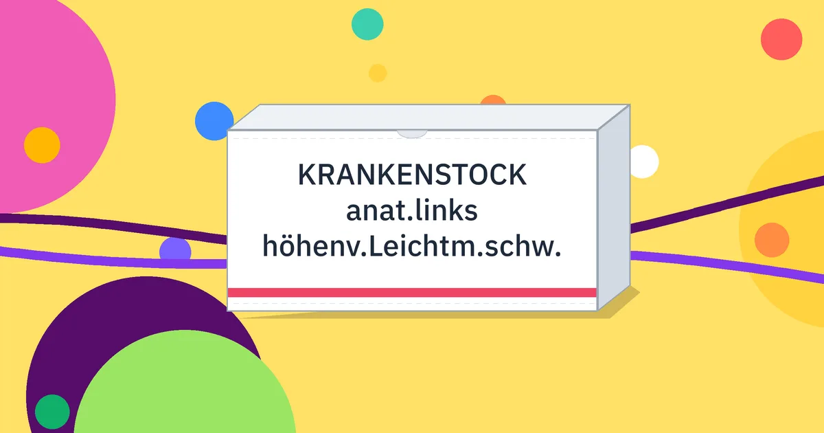 Symbolbild: Packung mit der Aufschrift KRANKENSTOCK anat.links höhenv.Leichtm.schw. (PZN 03052316) – Verfügbarkeit und Bezug in Apotheken in Frankfurt am Main