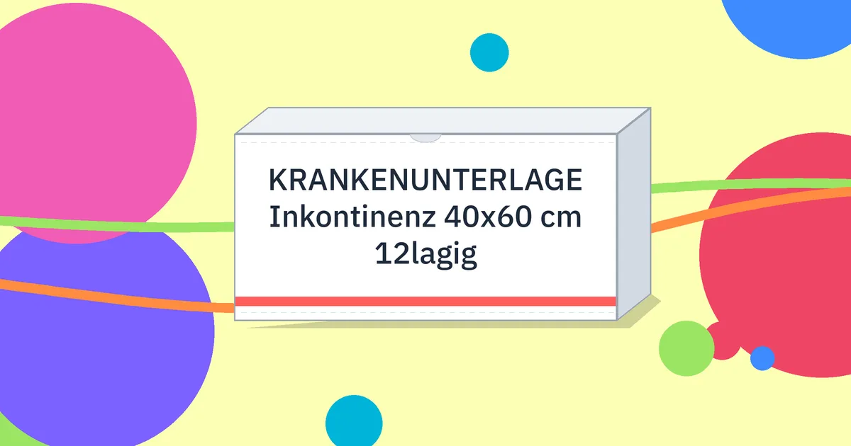 Symbolbild: Packung mit der Aufschrift KRANKENUNTERLAGE Inkontinenz 40x60 cm 12lagig (PZN 10787107) – Verfügbarkeit und Bezug in Apotheken in Frankfurt am Main