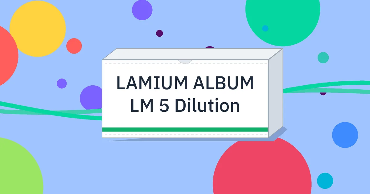 Symbolbild: Packung mit der Aufschrift LAMIUM ALBUM LM 5 Dilution (PZN 13521657) – Verfügbarkeit und Bezug in Apotheken in Frankfurt am Main