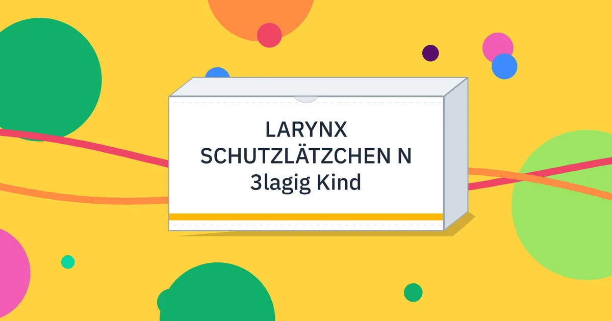 Symbolbild: Packung mit der Aufschrift LARYNX SCHUTZLÄTZCHEN N 3lagig Kind (PZN 03802651) – Verfügbarkeit und Bezug in Apotheken in Frankfurt am Main
