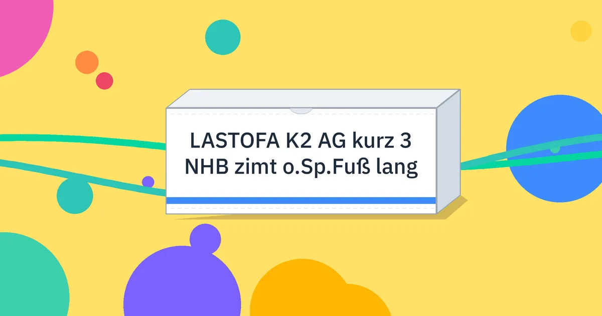 Symbolbild: Packung mit der Aufschrift LASTOFA K2 AG kurz 3 NHB zimt o.Sp.Fuß lang (PZN 14149697) – Verfügbarkeit und Bezug in Apotheken in Frankfurt am Main