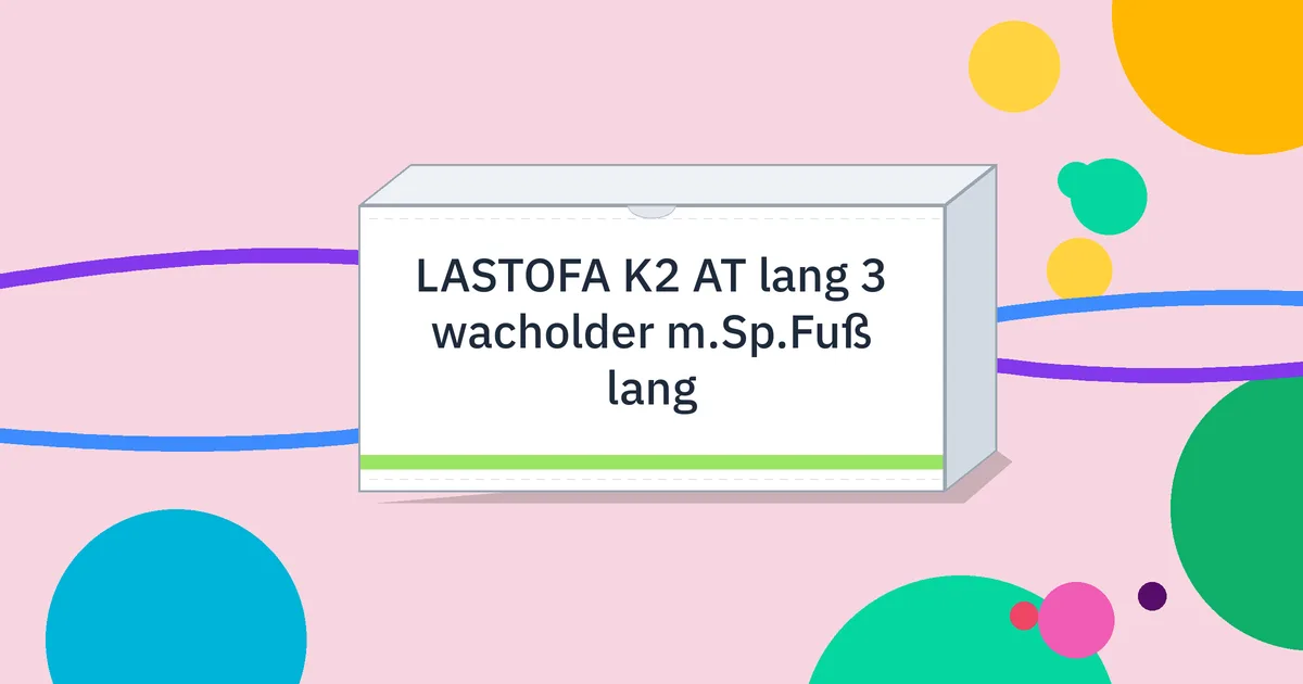 Symbolbild: Packung mit der Aufschrift LASTOFA K2 AT lang 3 wacholder m.Sp.Fuß lang (PZN 13809039) – Verfügbarkeit und Bezug in Apotheken in Frankfurt am Main