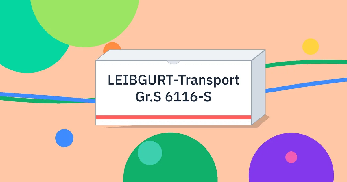 Symbolbild: Packung mit der Aufschrift LEIBGURT-Transport Gr.S 6116-S (PZN 13586734) – Verfügbarkeit und Bezug in Apotheken in Frankfurt am Main
