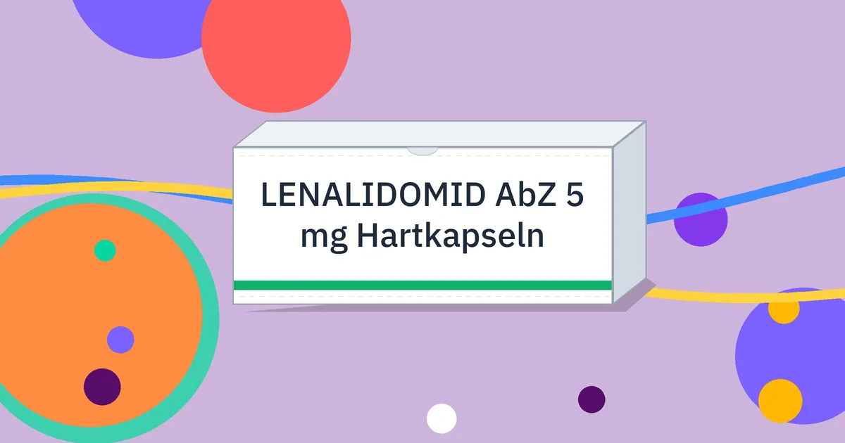 Symbolbild: Packung mit der Aufschrift LENALIDOMID AbZ 5 mg Hartkapseln (PZN 17216744) – Verfügbarkeit und Bezug in Apotheken in Frankfurt am Main